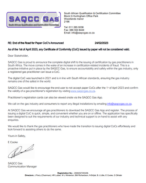 2024 New Gas Regulation Standard South African – The LpGas Man